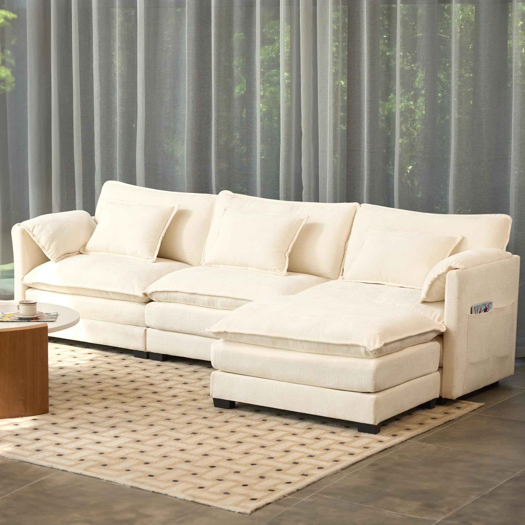 Real Relax 3 Seat L Shaped Convertible Sectional Sofa Couch, 112 ...
