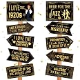 Amazon.com: 20Pcs Roaring 20s Party Decorations Signs, Black Gold Retro ...