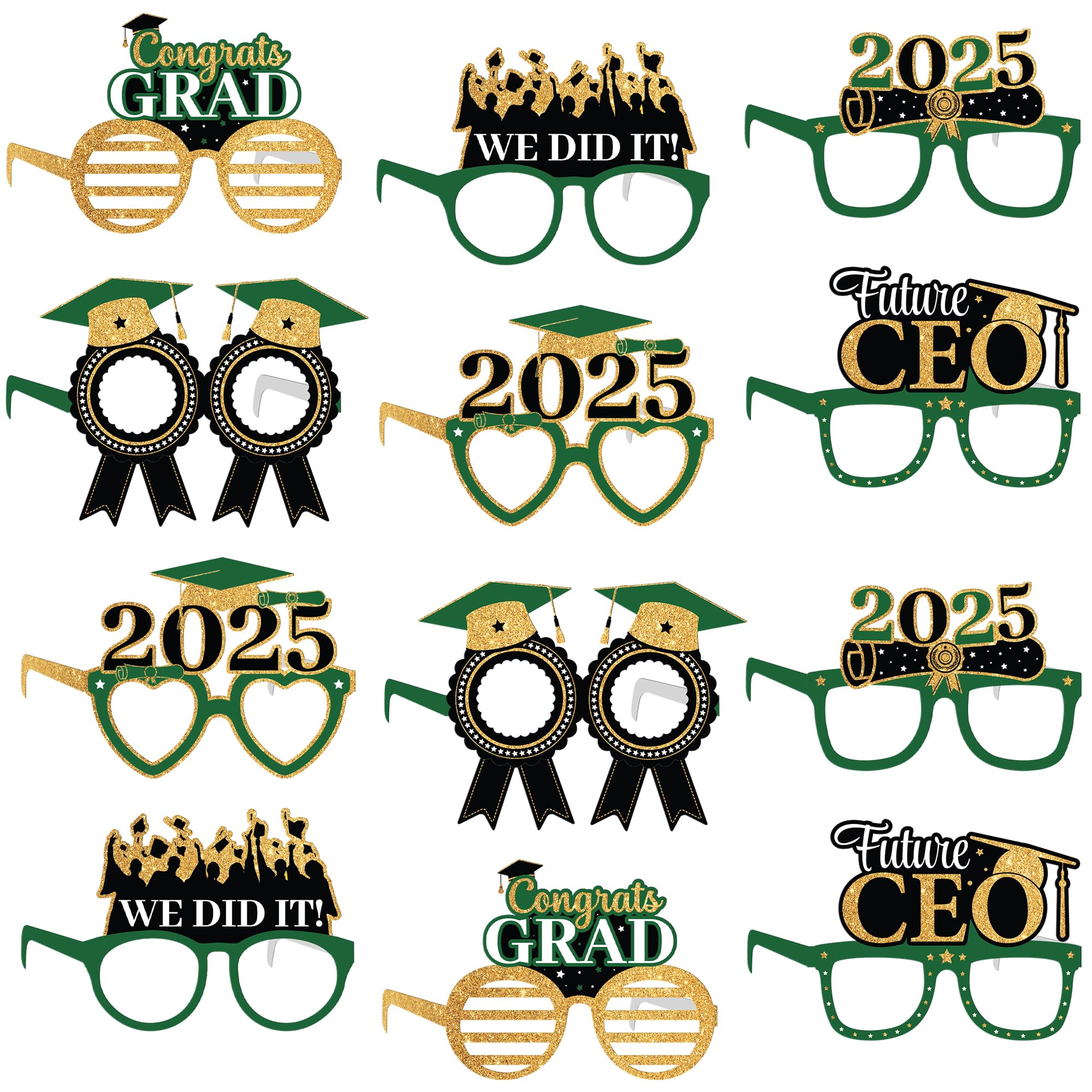 KatchOn, Green Graduation Eyeglasses 2025 - Big, Pack of 12 ...