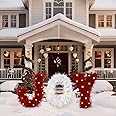 Amazon.com : JOICEE Christmas Joy Yard Sign Decoration, Lighted Red and ...