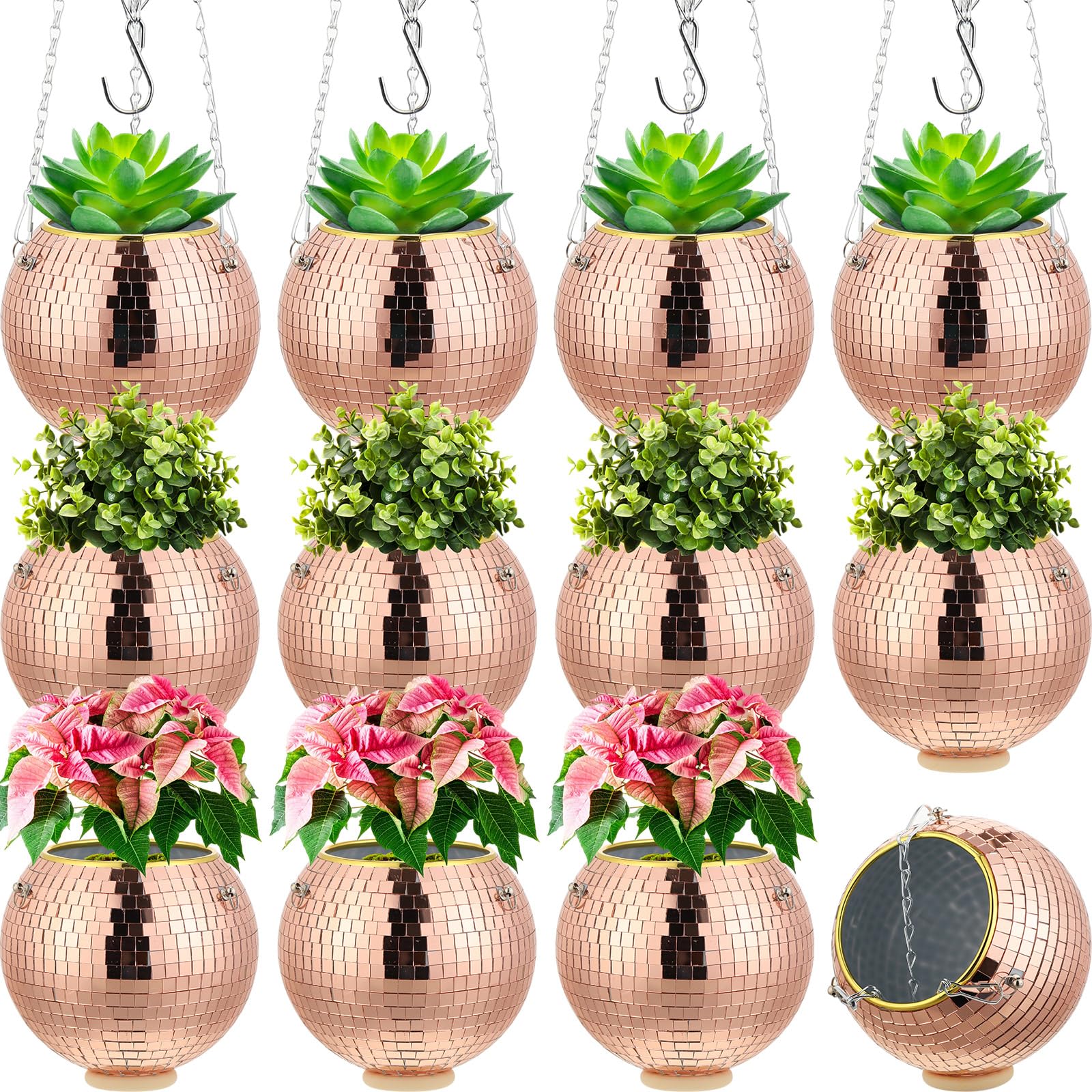 Remerry 12 Pcs 4 Inch Disco Ball Planter Mirror Ball Boho Hanging ...