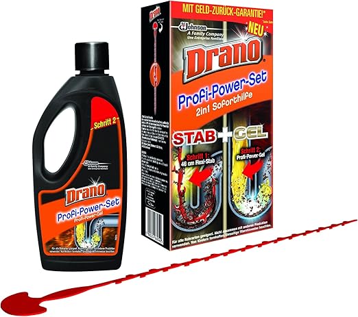 Drano Profi-Power-Set, 2in1 Soforthilfe inkl. Flexi-Stab, 500ml ...