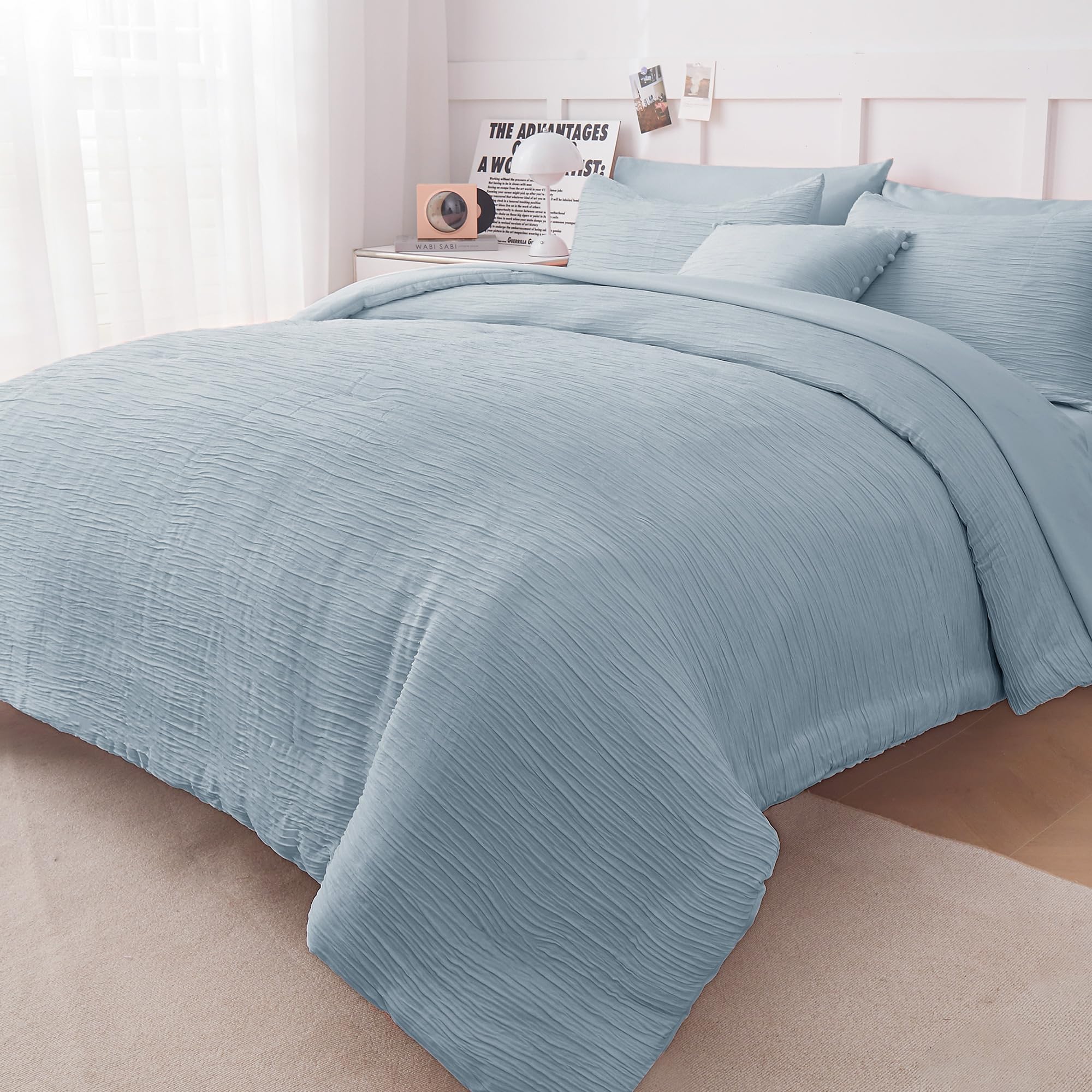 lasoftan King Size Comforter Set, Luxury Woven Texture 8 Piece Bed in A ...