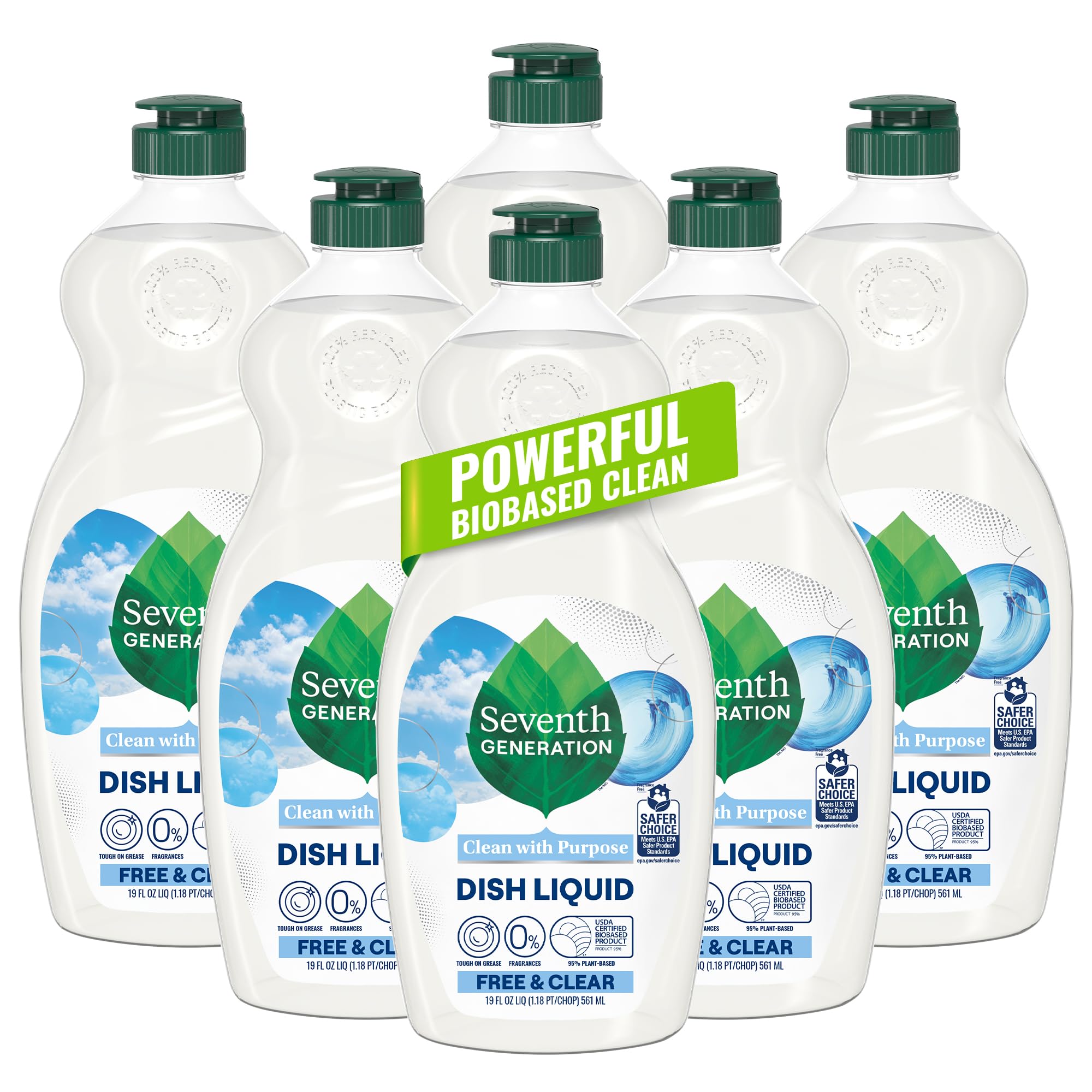 Seventh Generation Dish Liquid Soap Free & Clear liquid soap Pack of 6 ...