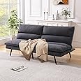 Amazon.com: AMICLIBER Convertible Armless Futon Sofa Bed,Linen Fabric Memory Foam Futon Couch ...