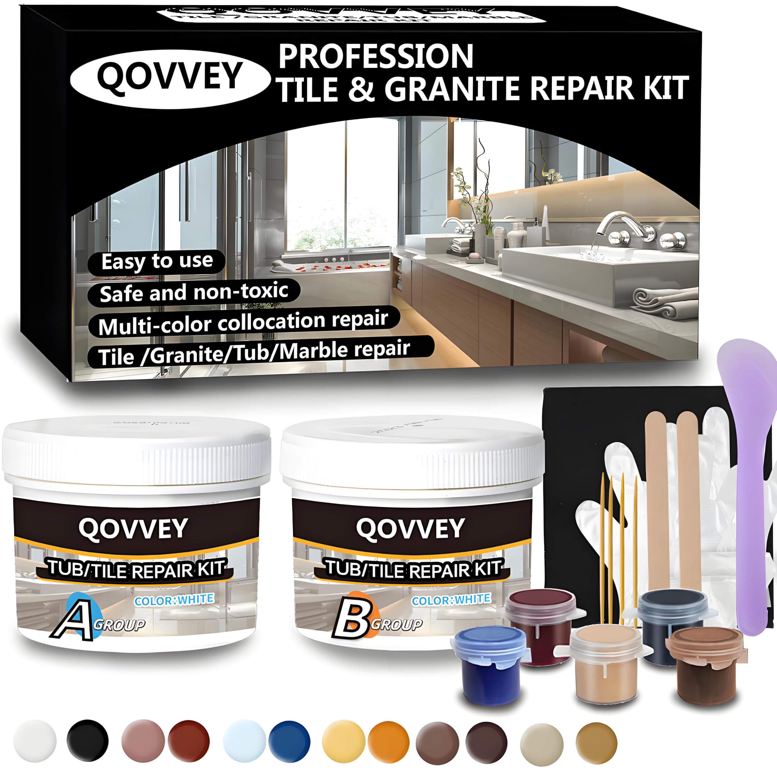 Tile & Fiberglass Quartz Countertop Repair Kit (Color Match), Granite ...