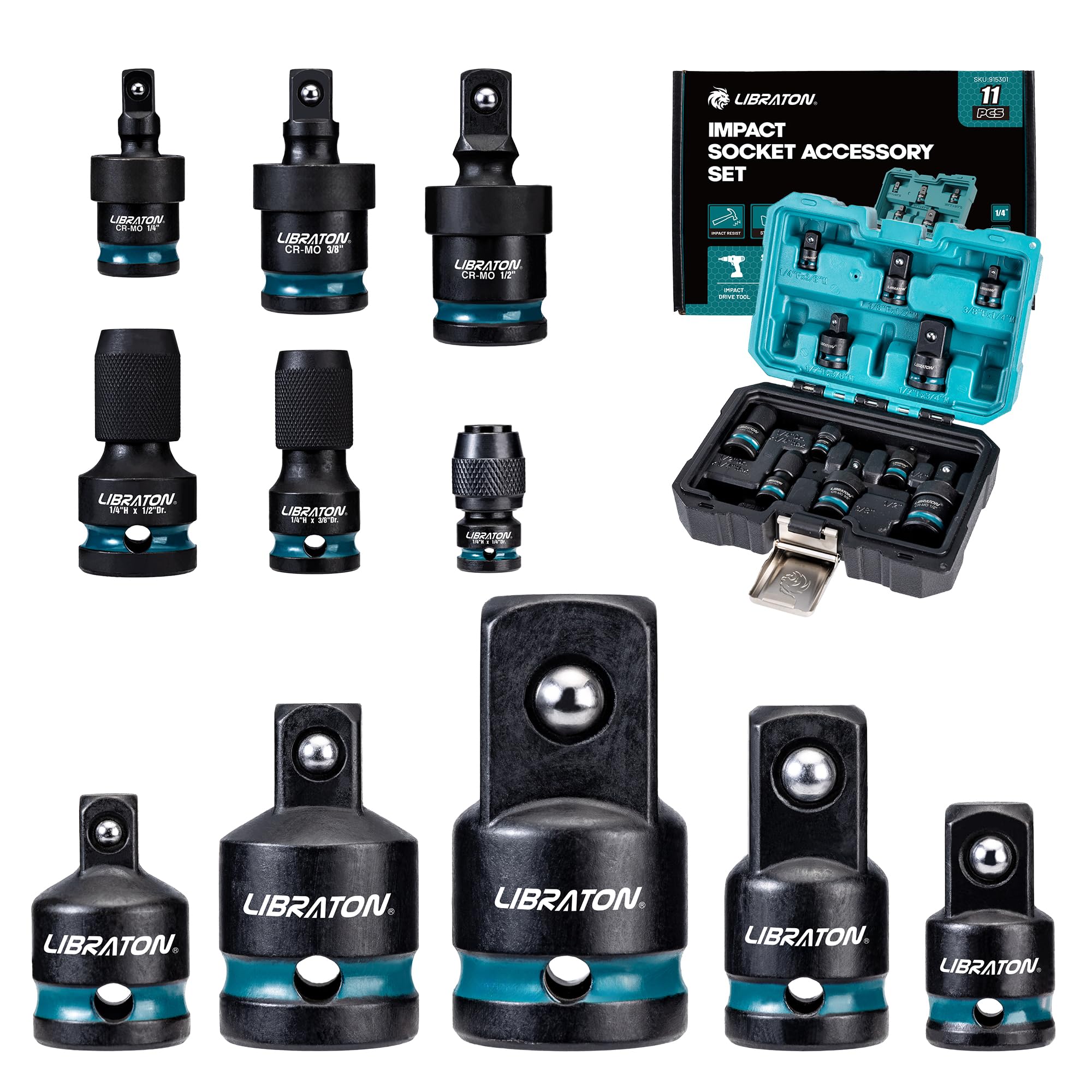 LIBRATON Impact Socket Adapter and Reducer Set 11PCS, Socket Adapter ...