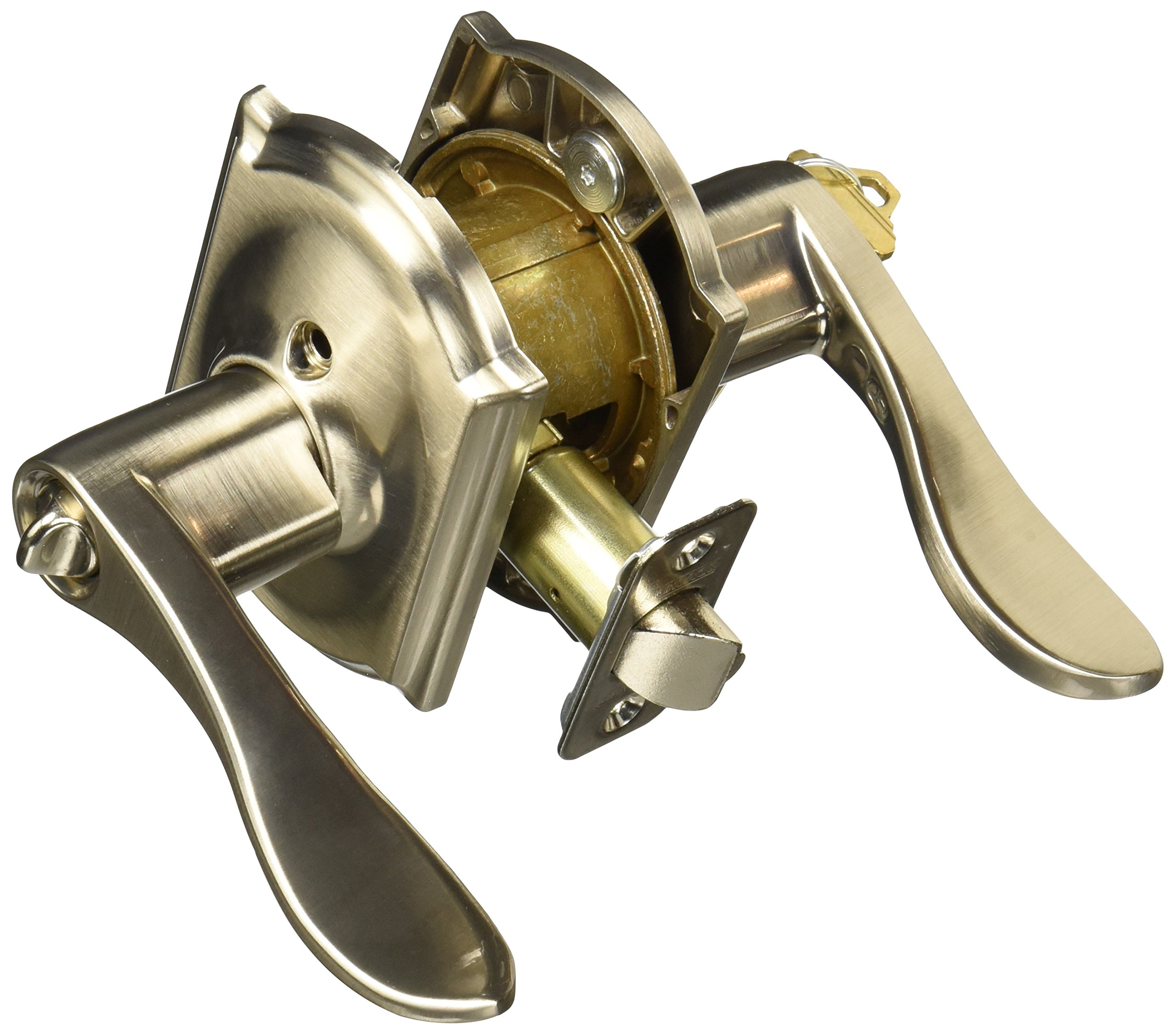 SCHLAGE LOCK F51A VACC619CAM Keyed Metal Wave Shape Entry Lever Lockset ...