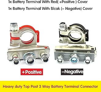 Amazon.com: 1 Set Heavy duty Top Post 3 Way Battery Terminal Connector ...