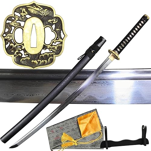 Long Samurai Sword Damascus Steel Burning Blade Katana Sword Real Sharp ...