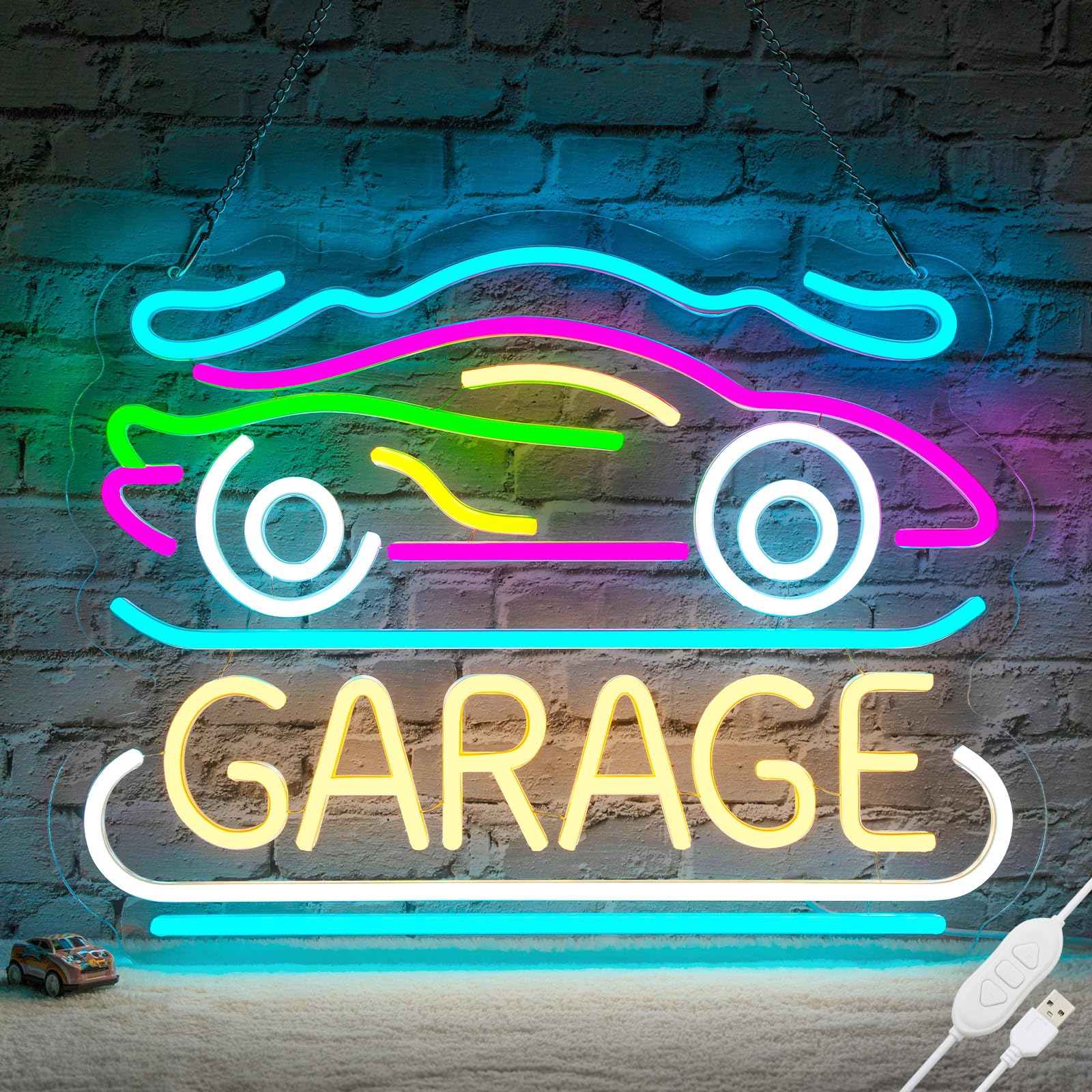 Basaneon Car Neon Sign Garage Neon Sign for Wall Decor, USB Powered ...
