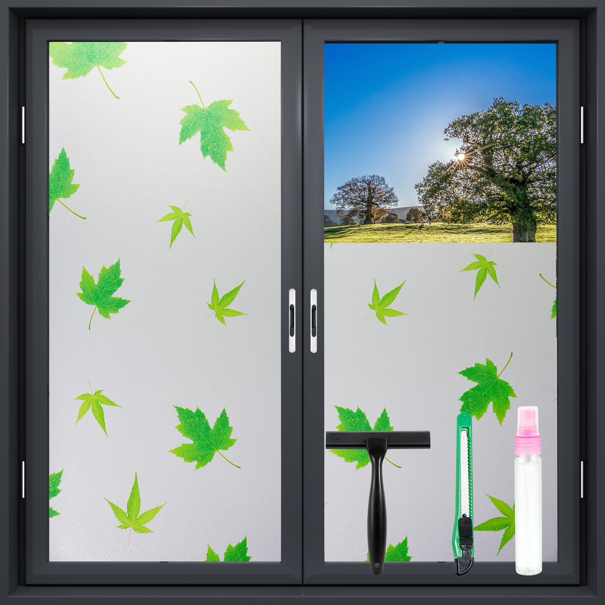 Frosted Glass Window Film with Tools,Reusable Window Privacy Film ...