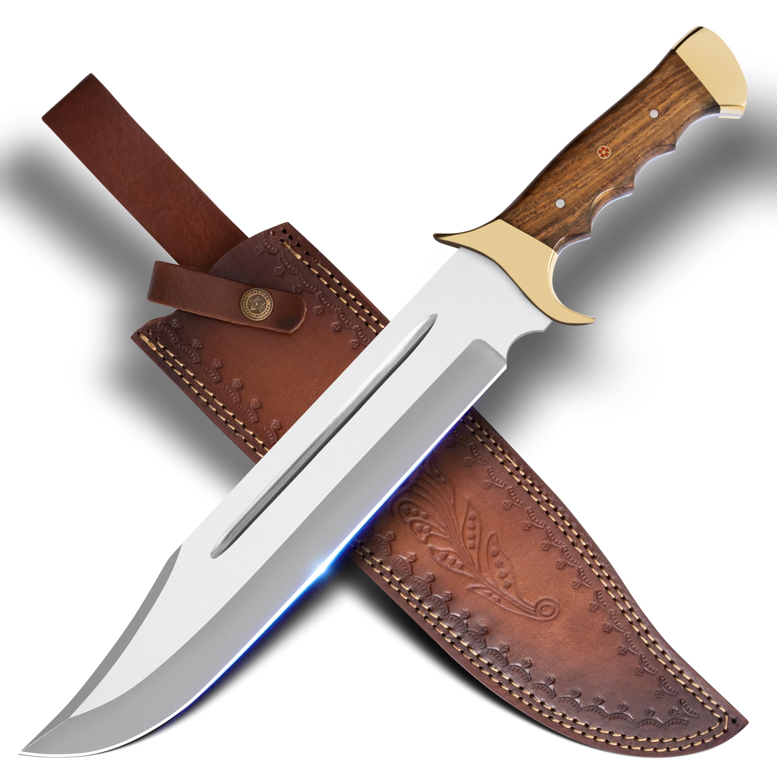 WARIVO KNIFE Handmade D2 Steel 18 Inches Large Bowie Knife, Full Tang Fixed Blade With Rosewood ...