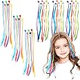 Amazon.com : 36 Pack Colored Hair Extensions for Kids, Colorful Hair ...