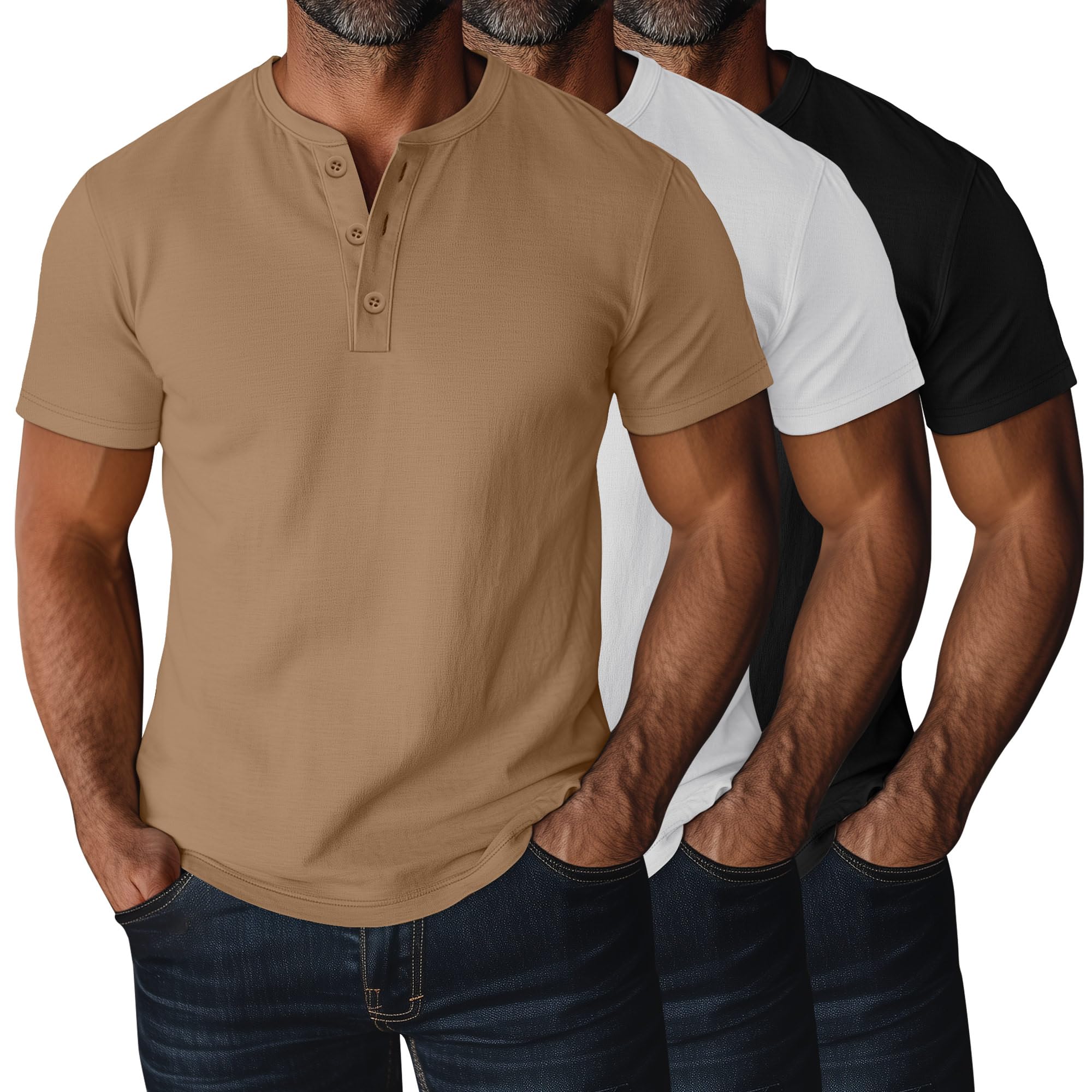 Ficerd 3 Pack Men's Big and Tall Shirts Cotton Short Sleeve Plus Size Tee Loose Fit Casual T ...