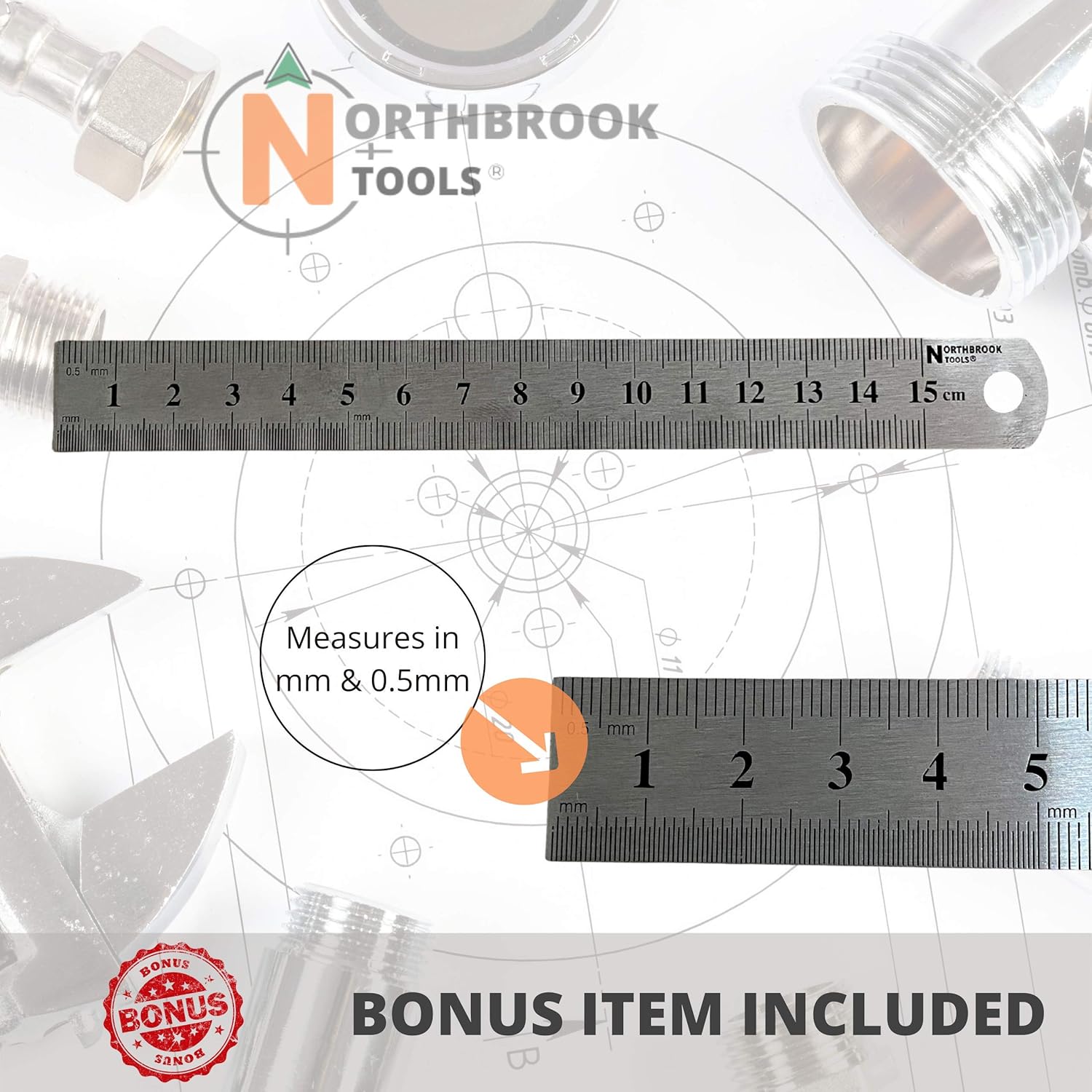 Vernier Caliper from Northbrook Tools ® + Metal Ruler 15cm. Digital ...