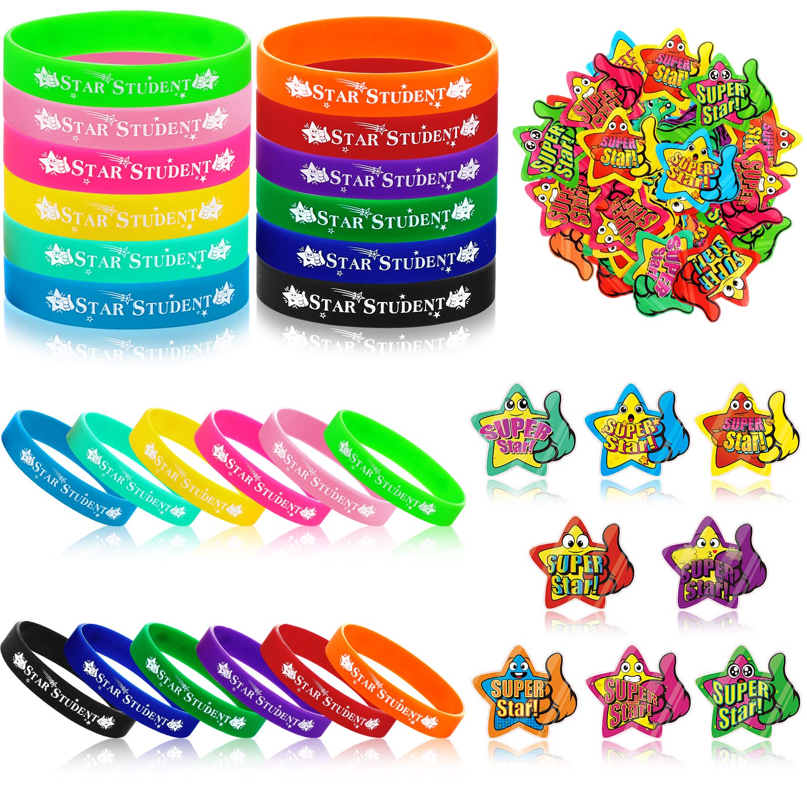 Mua 128 Pcs Star Student Wristbands Super Star Adhesive Award Badges ...