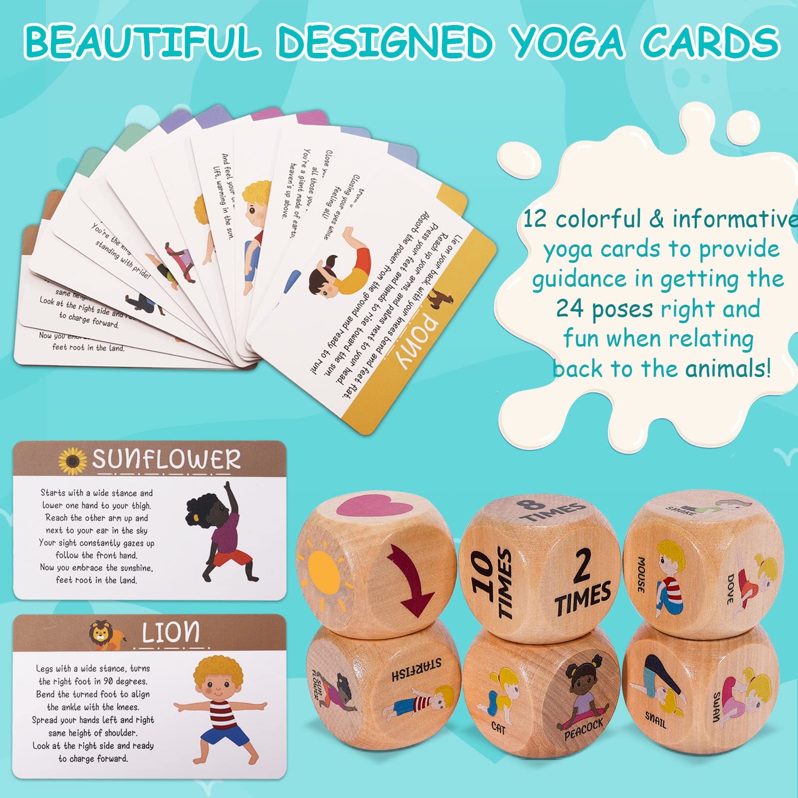 Mua Garybank Kids Yoga Dice, Fun Exercise Dice Game for Kids, 12 Yoga ...