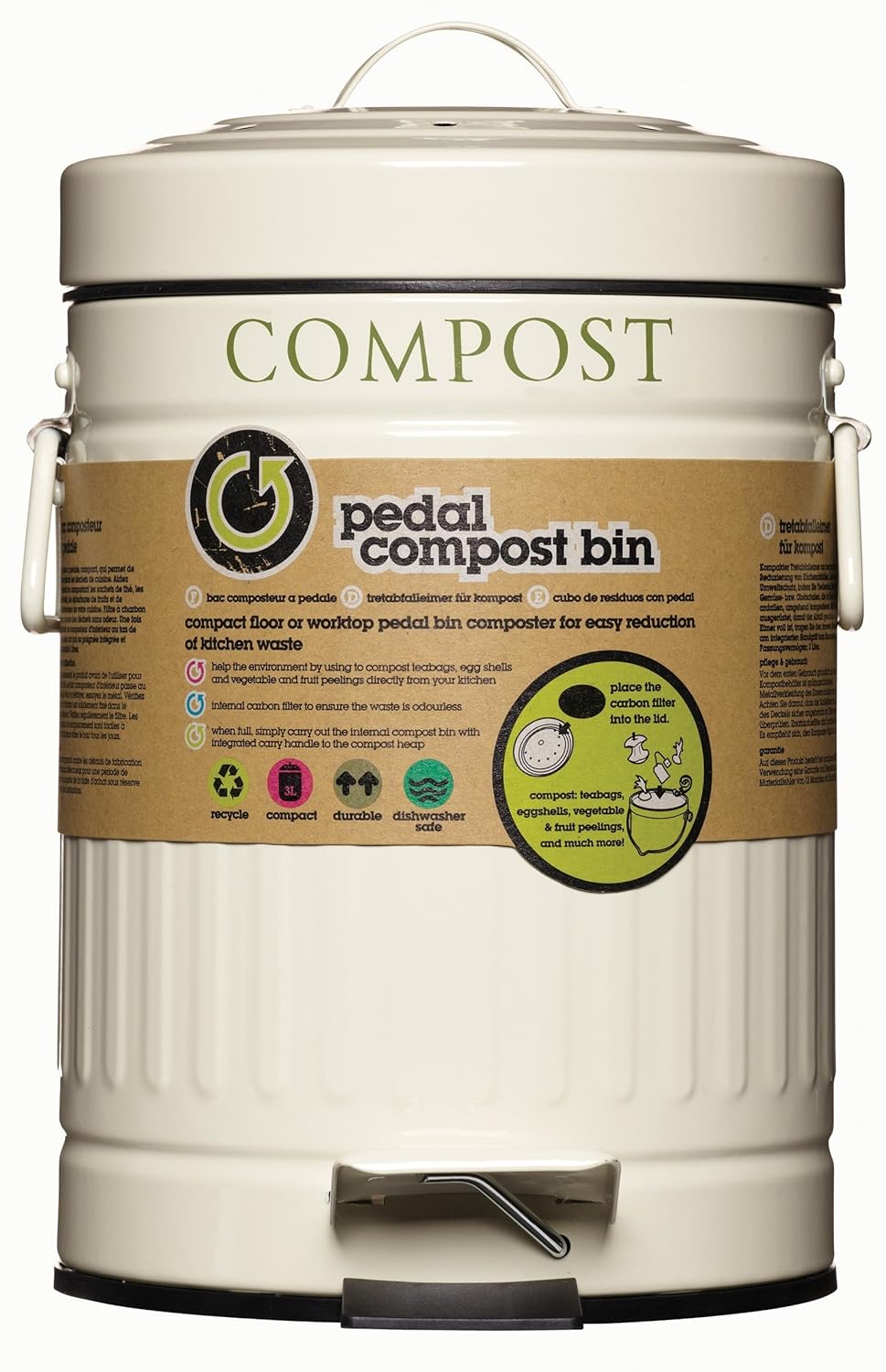 Contenitori e barattoli Kitchen Craft pedale bidone per il compost 3 L ...