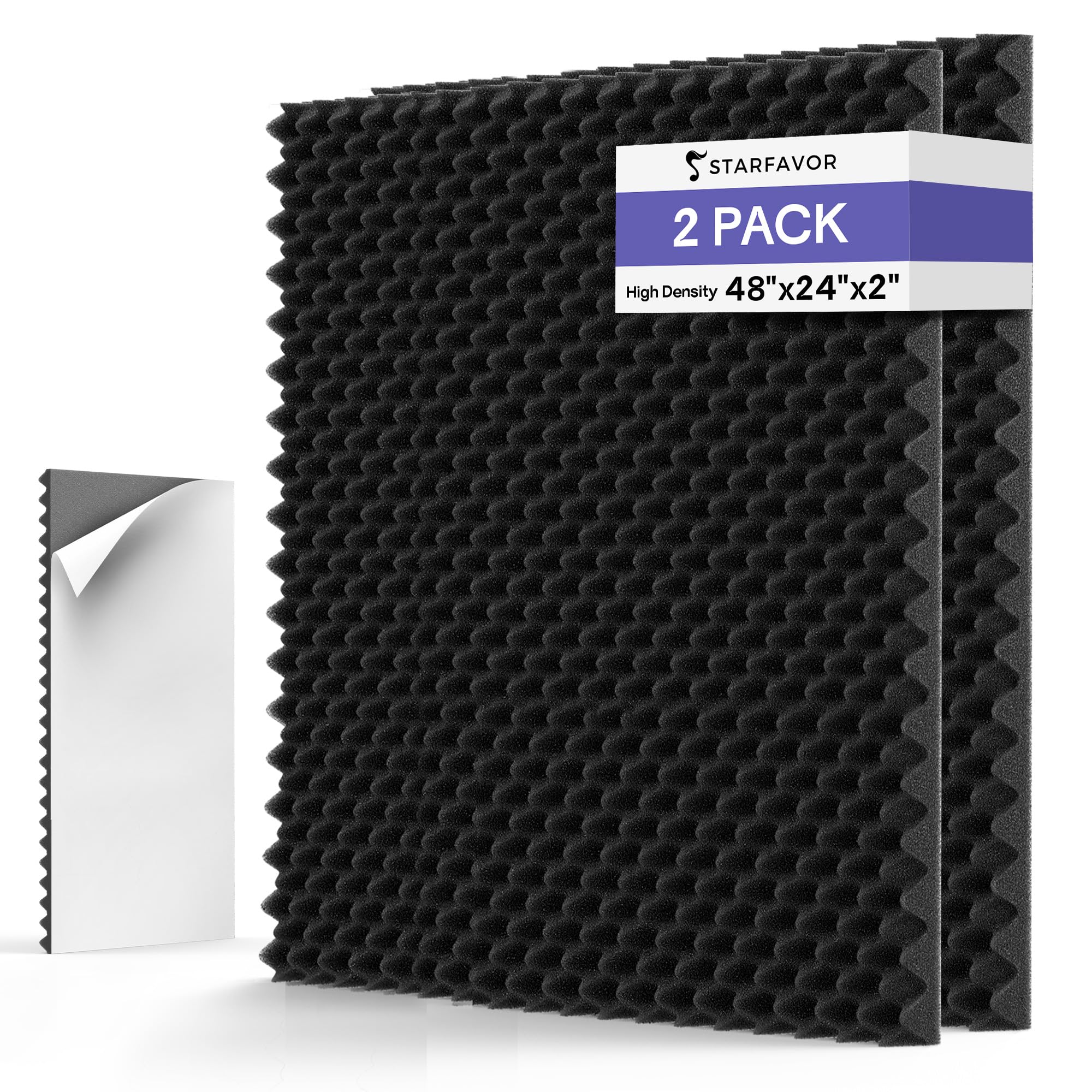 2 Pack Acoustic Panels,48x24x2 inch Egg Crate Foam Soundproof Foam Wall ...
