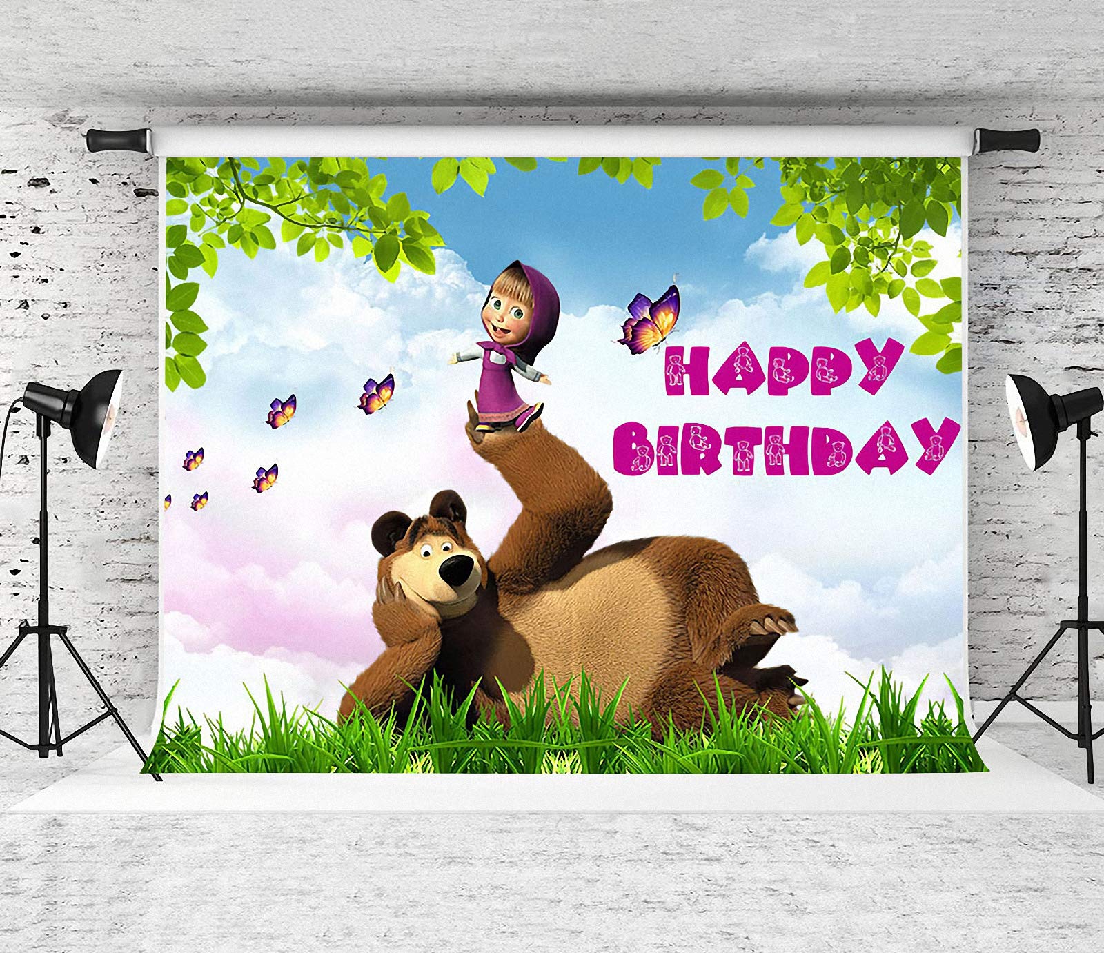 Buy Cartoon Masha and Bear Background Children Portrait Background ...