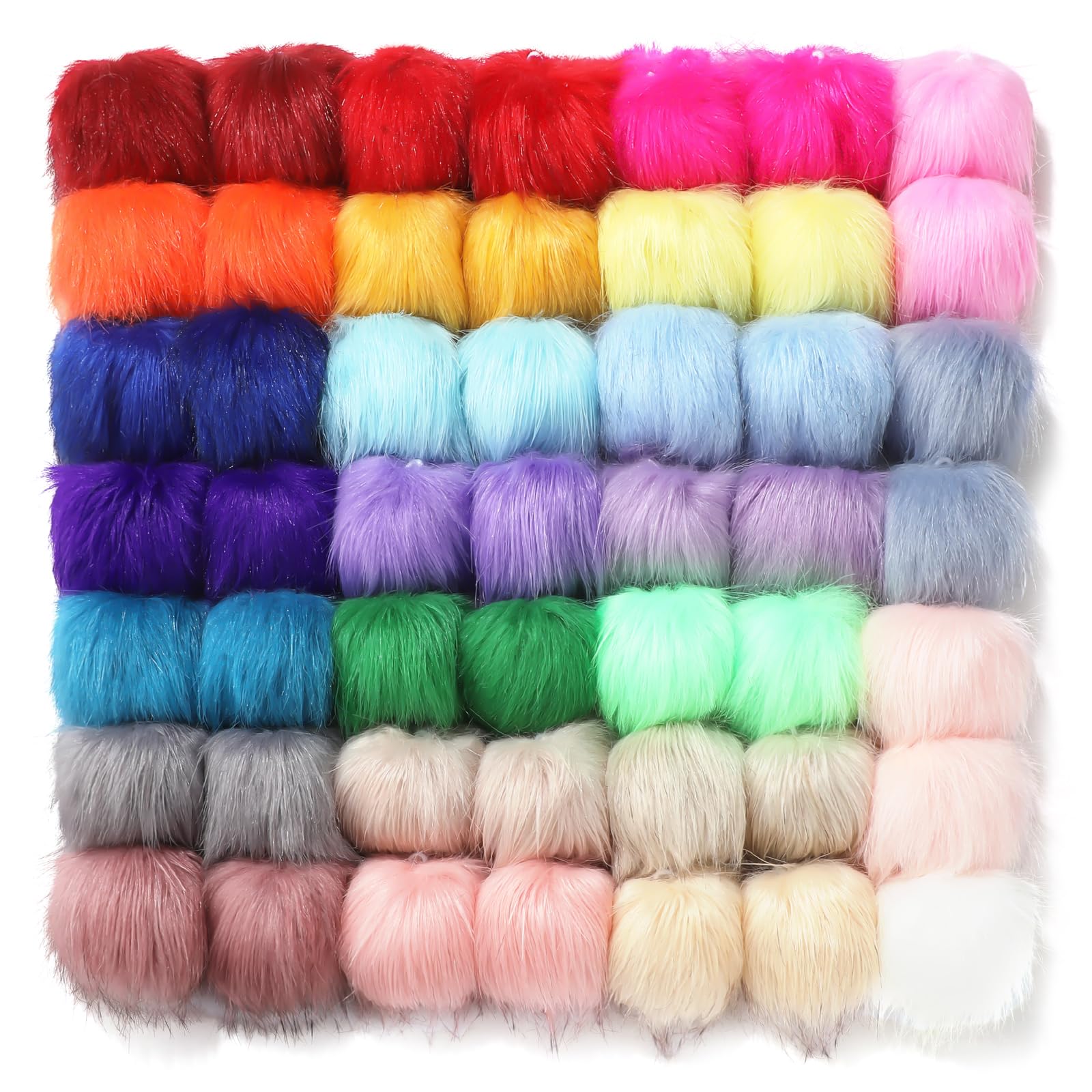 Buryeah 125 Pcs Fur Pom Poms for Hats Bulk Fluffy Pom Poms Balls with ...