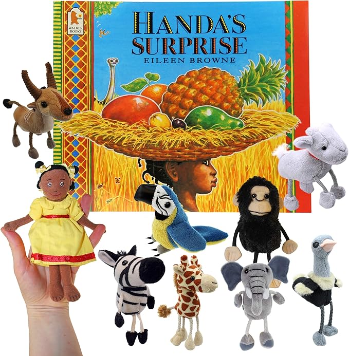 Handa’s Surprise - Book and Finger Puppets Set: Amazon.co.uk: Toys & Games