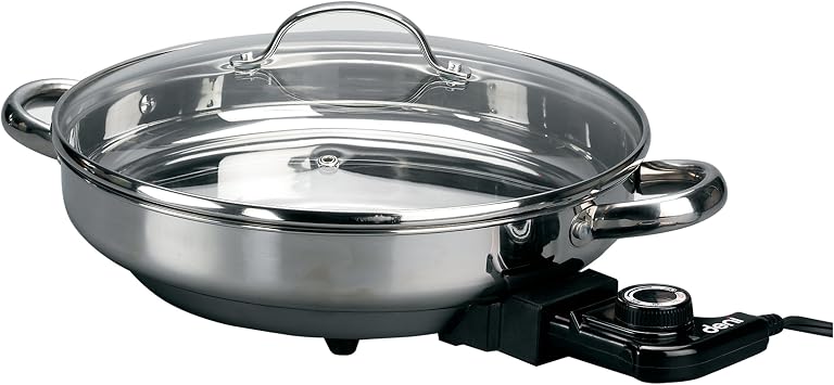 Amazon.com: Deni Round Stainless Steel Electric Skill, 12-Inch ...