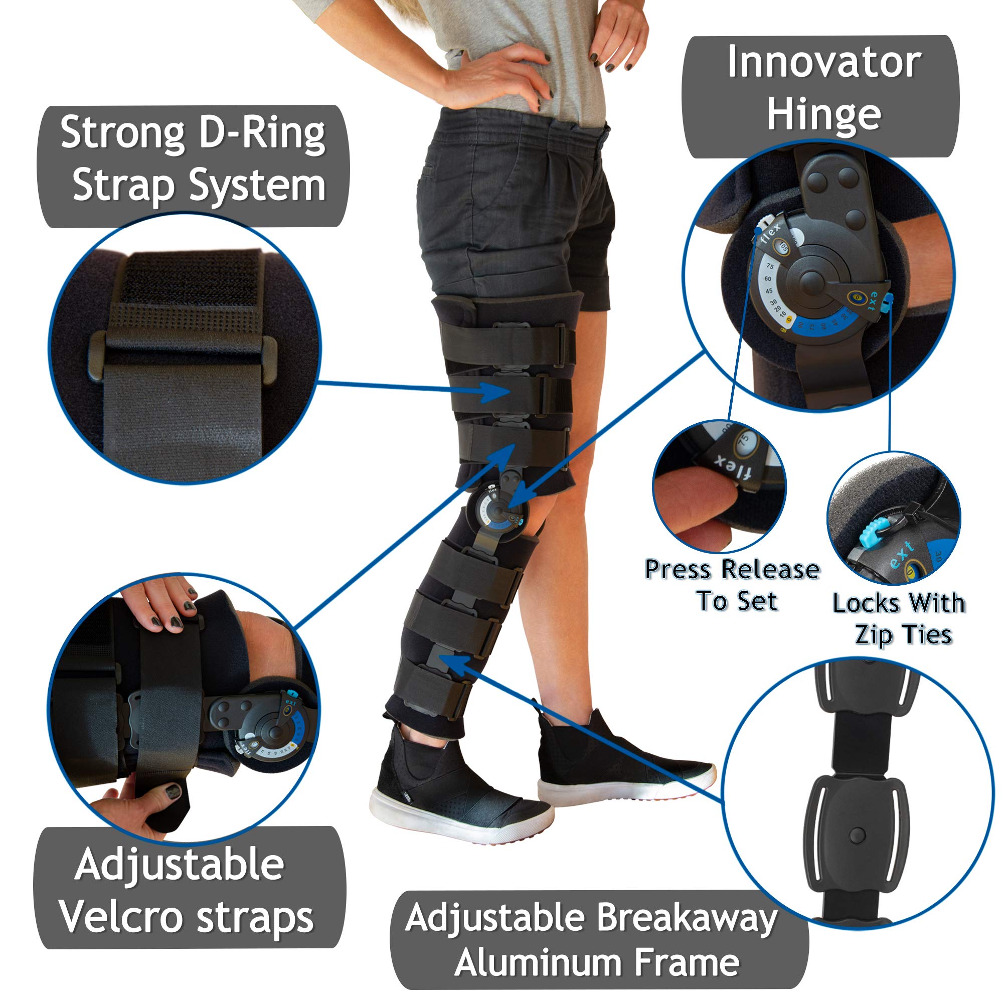 Mua Post-Op Knee Brace, Range of Motion Control Hinged Immobilization ...
