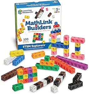Amazon.com: Learning Resources STEM Explorers MathLink Builders - 100 ...