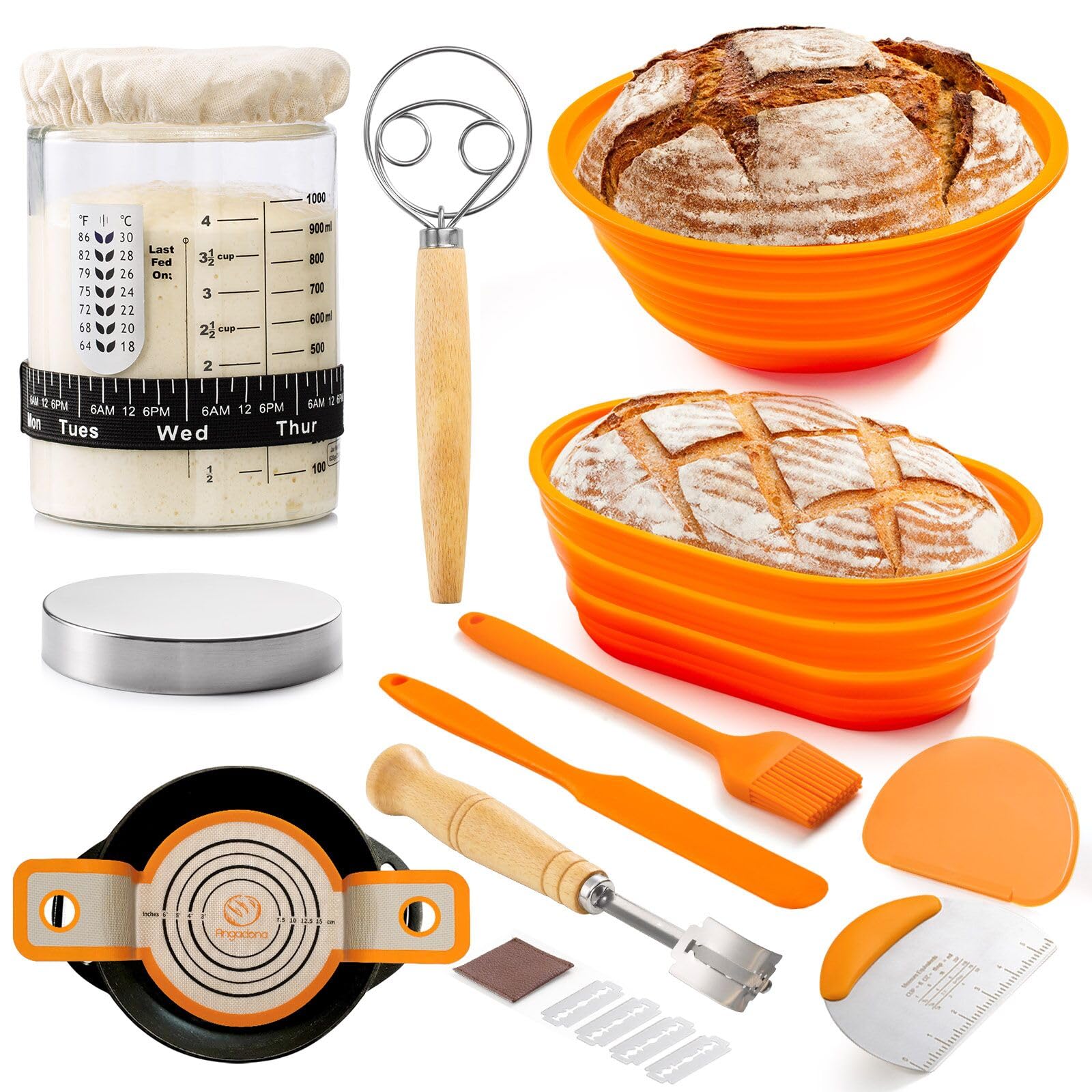 Angadona Sourdough Starter Kit, Sourdough Bread Baking Supplies,34oz ...