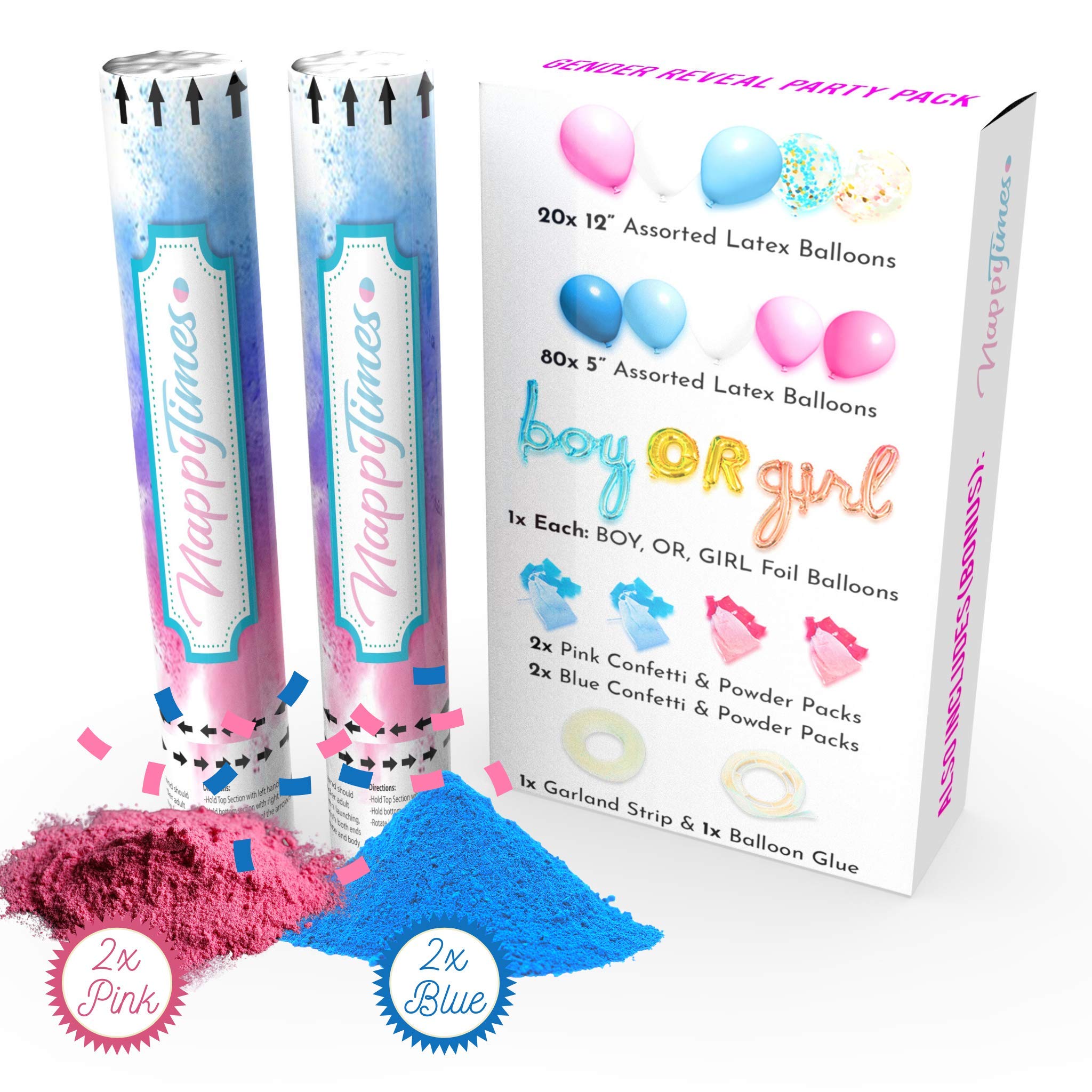 Buy Nappy Times Baby Gender Reveal Party Supplies 2x Pink OR 2x Blue ...