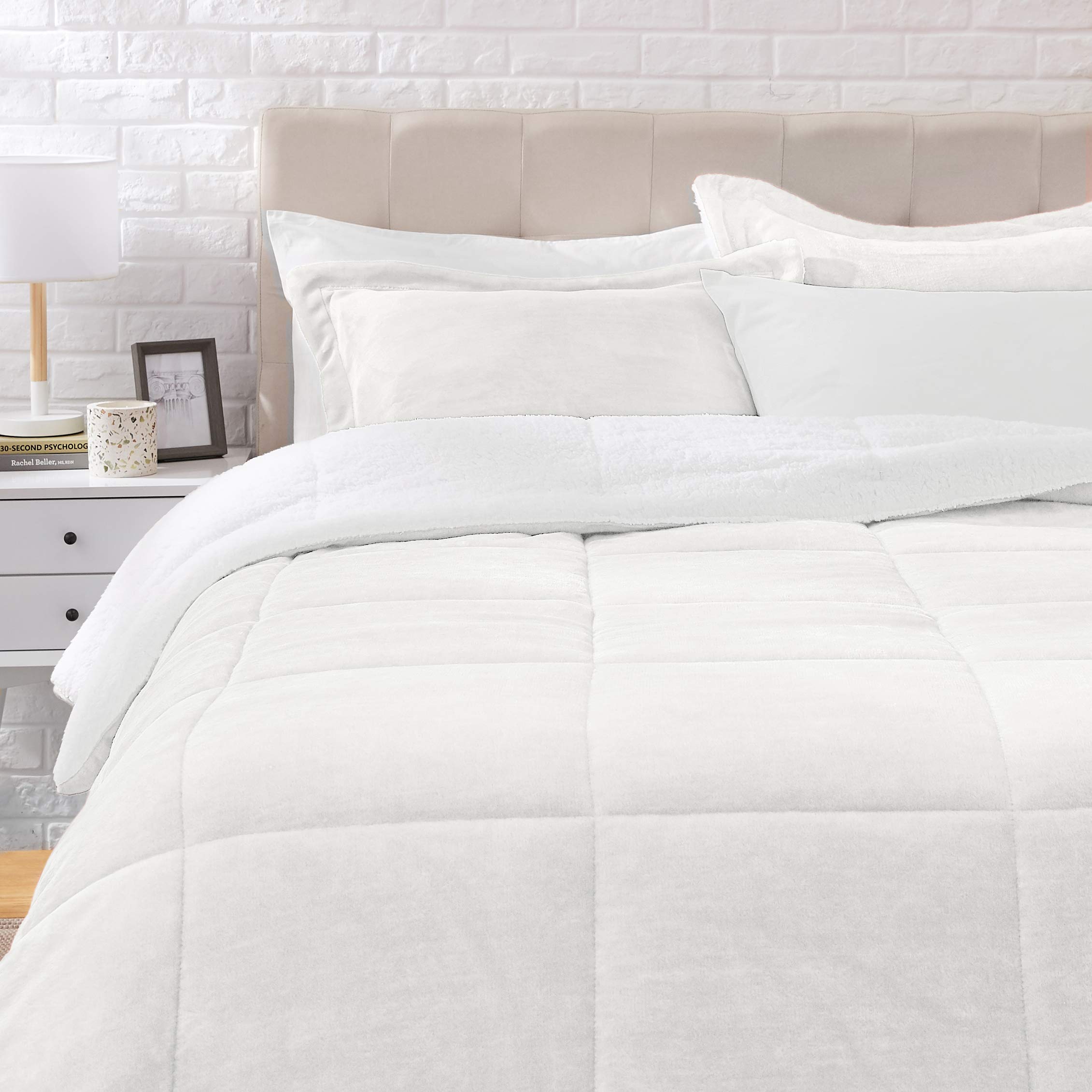 Amazon Basics 3 Piece Bedding Set, Micromink Sherpa, Ultra-Soft, Warm ...
