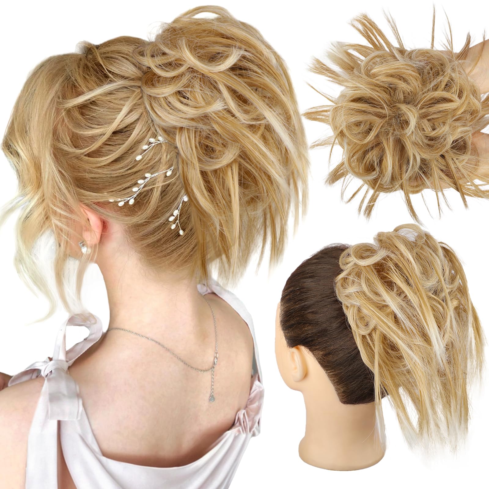 HMD Tousled Updo Messy Bun Hairpiece Hair Extension Ponytail with ...