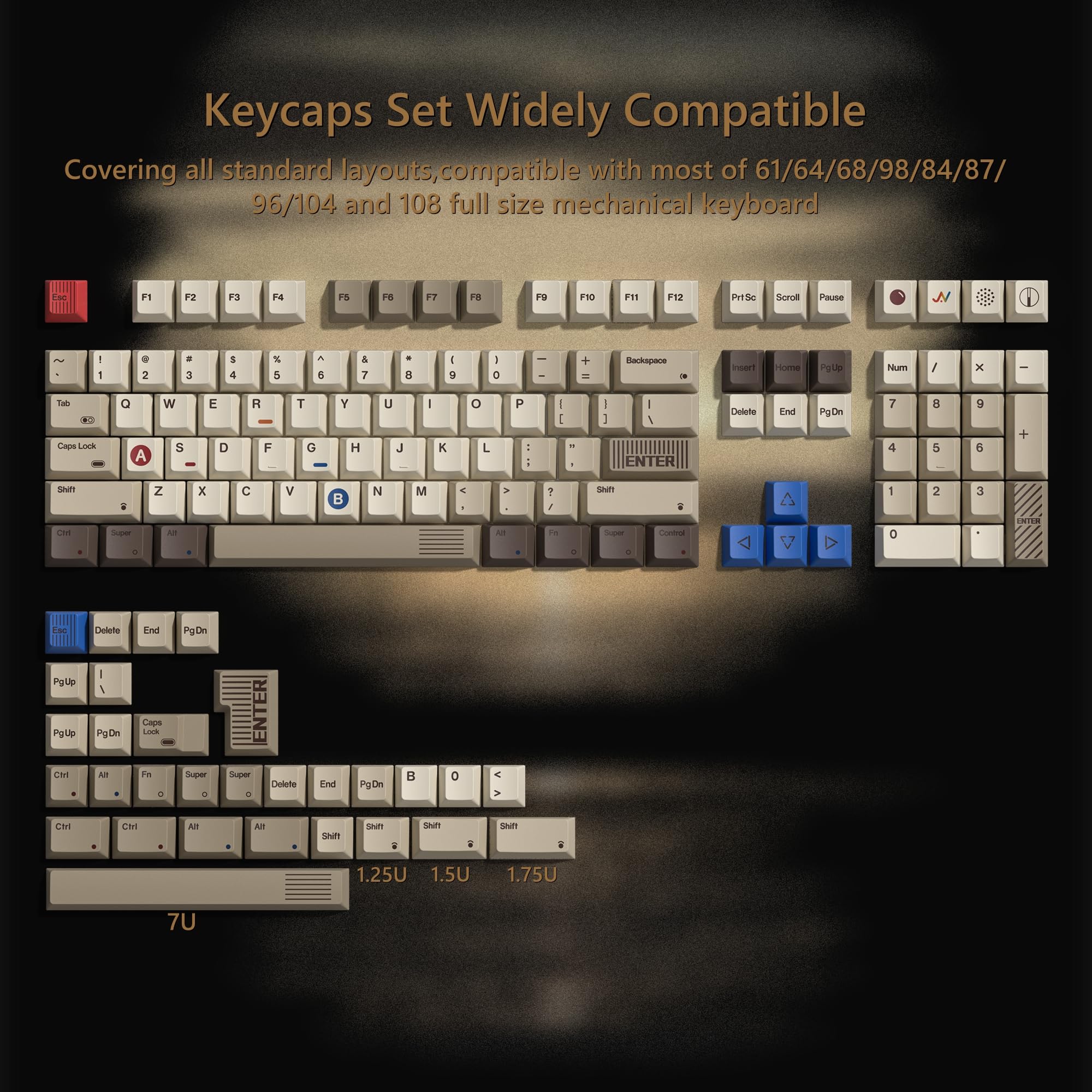 Mua PBT Keycaps 75 Percent, Custom Keycaps Set Dye-Sublimation, Cherry ...