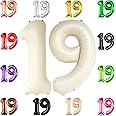 Amazon.com: Katchon Cream 19 Balloon Number - Huge, 40 Inch | 19 White ...