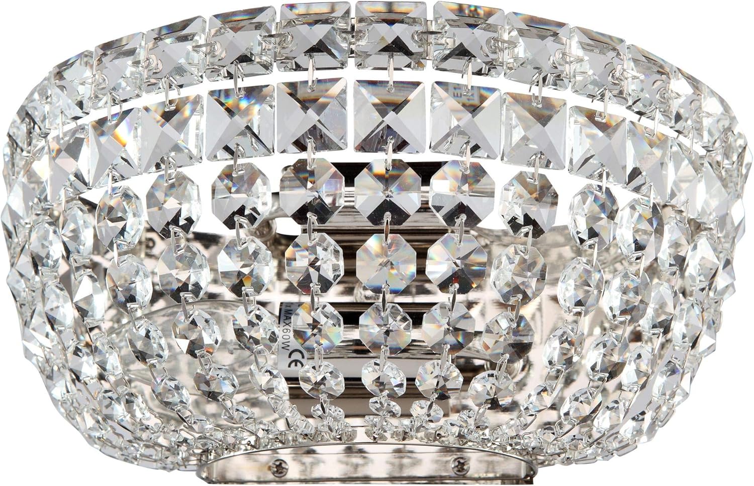 Classic Royal Diamant Wall light, half shade in pendant crystal drops ...