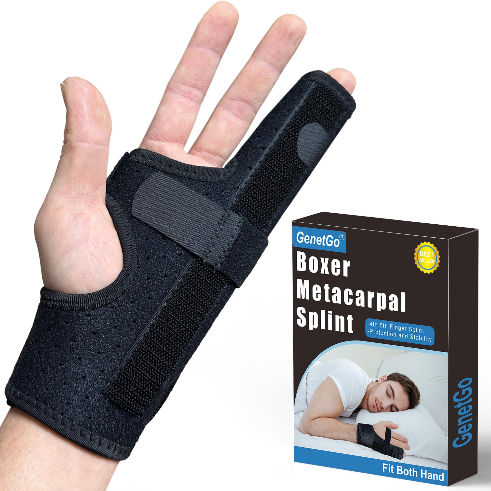 GenetGo Metacarpal Finger Splint Hand Brace - Pinky Ring Finger ...