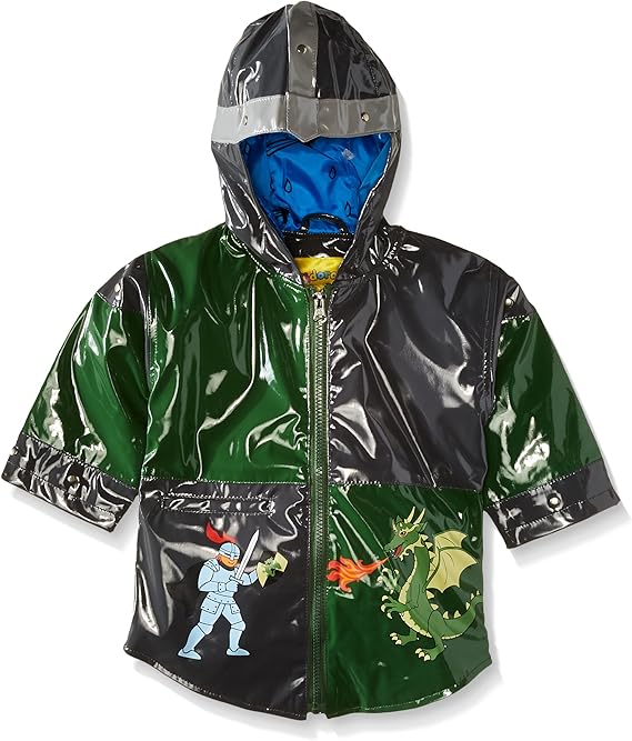 Amazon.com: Kidorable Dragon Knight Grey/Green PU All-Weather Raincoat ...