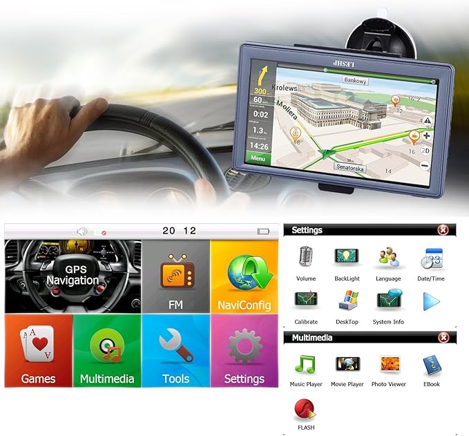 Sat Navs For Cars LESHP 7 inch Sat Navs With Media Player For Cars 8GB ...