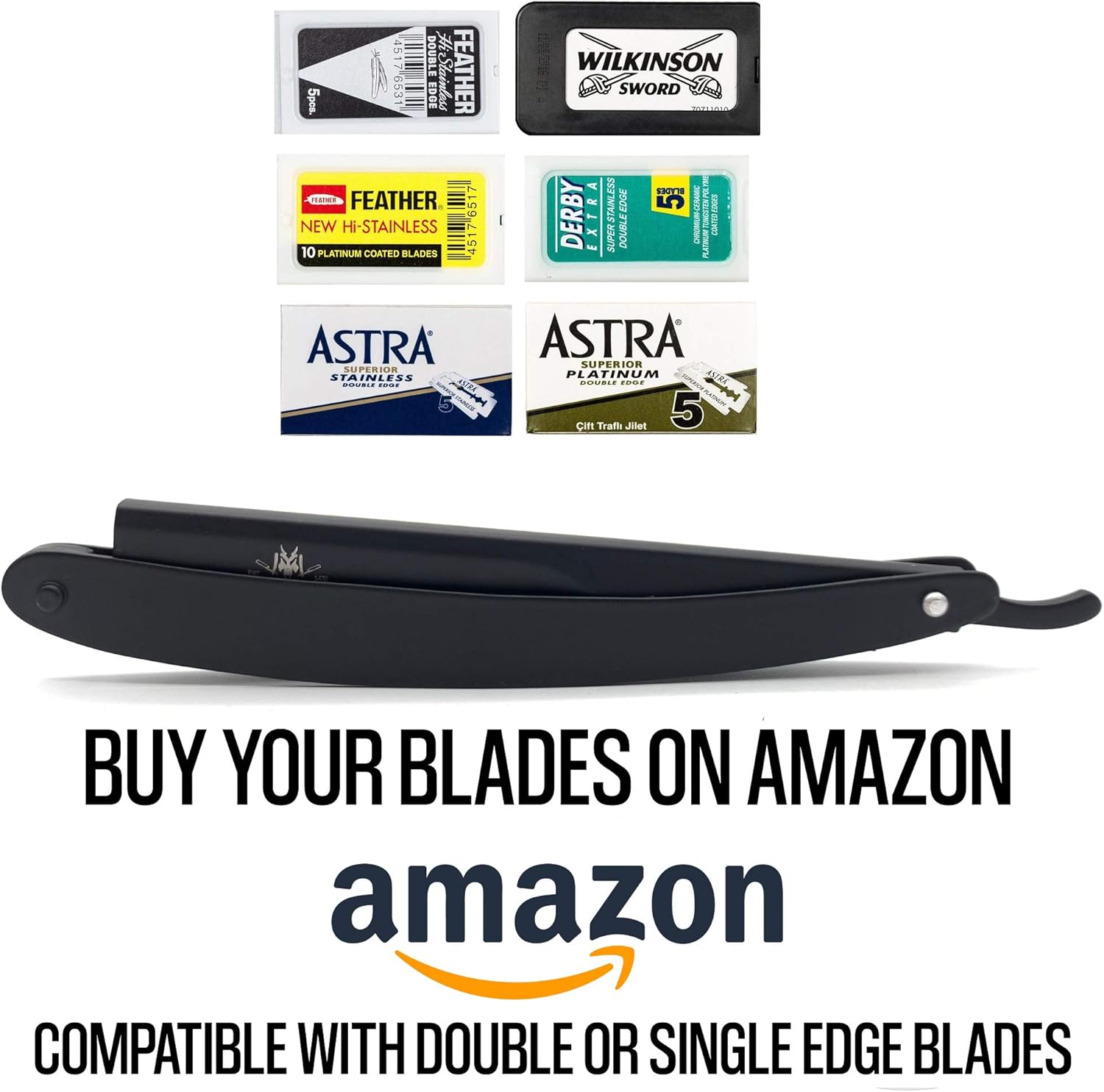 Cut Throat Razor – Matt Black Stainless Steel Shavette – Slide Out ...