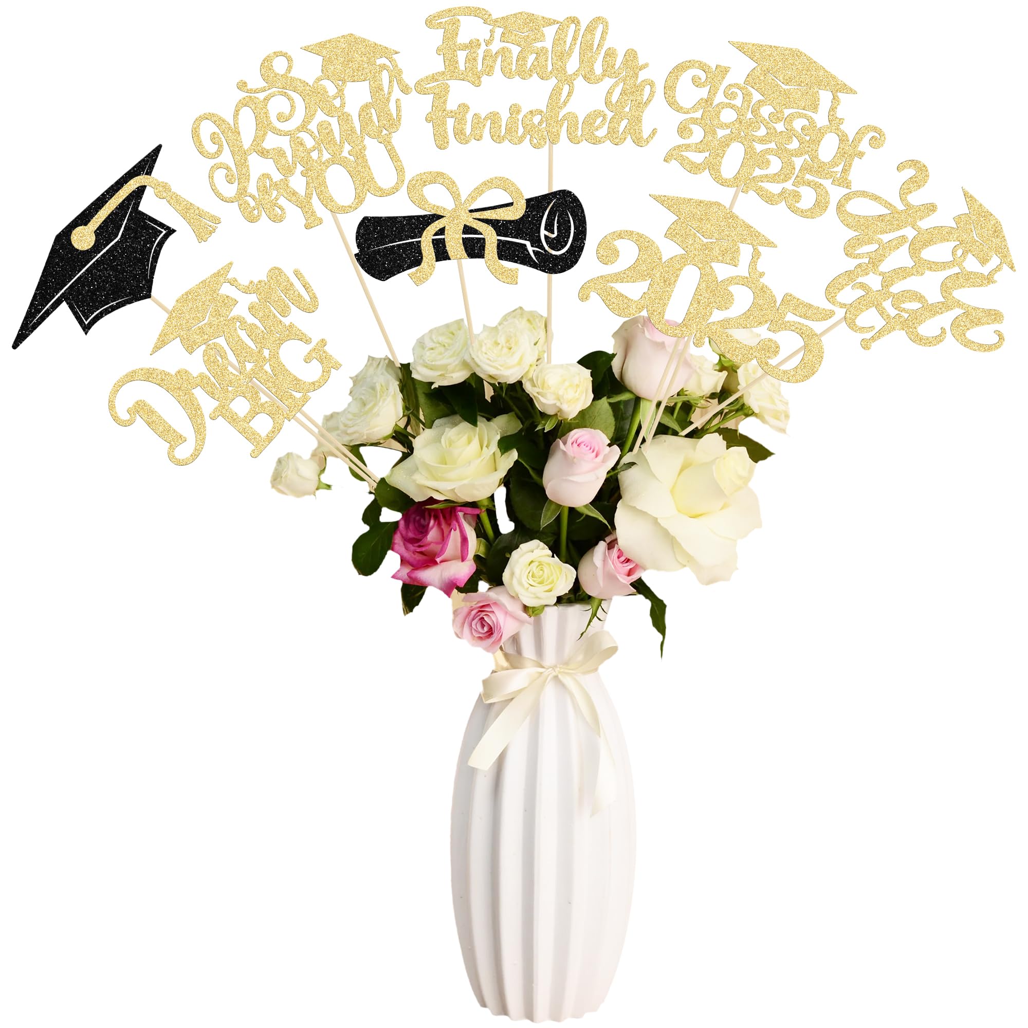 Gyufise 16Pcs Prom 2025 Centerpiece Sticks Class of 2025 Table Flower ...