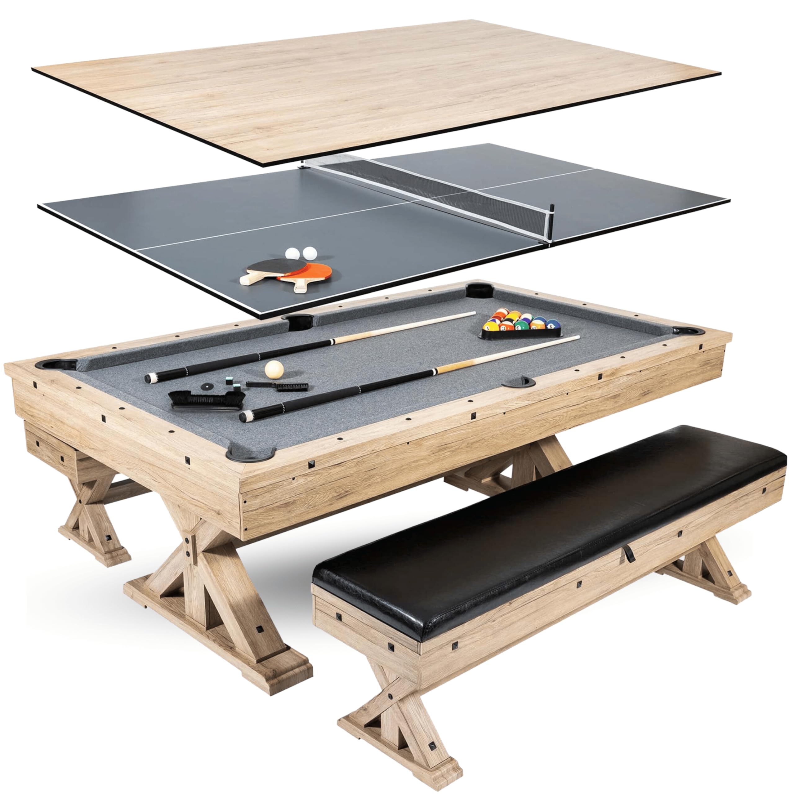 Mua 7' 3 in 1 Multi Game Pool Table with Dining Top Pool Ping Pong ...