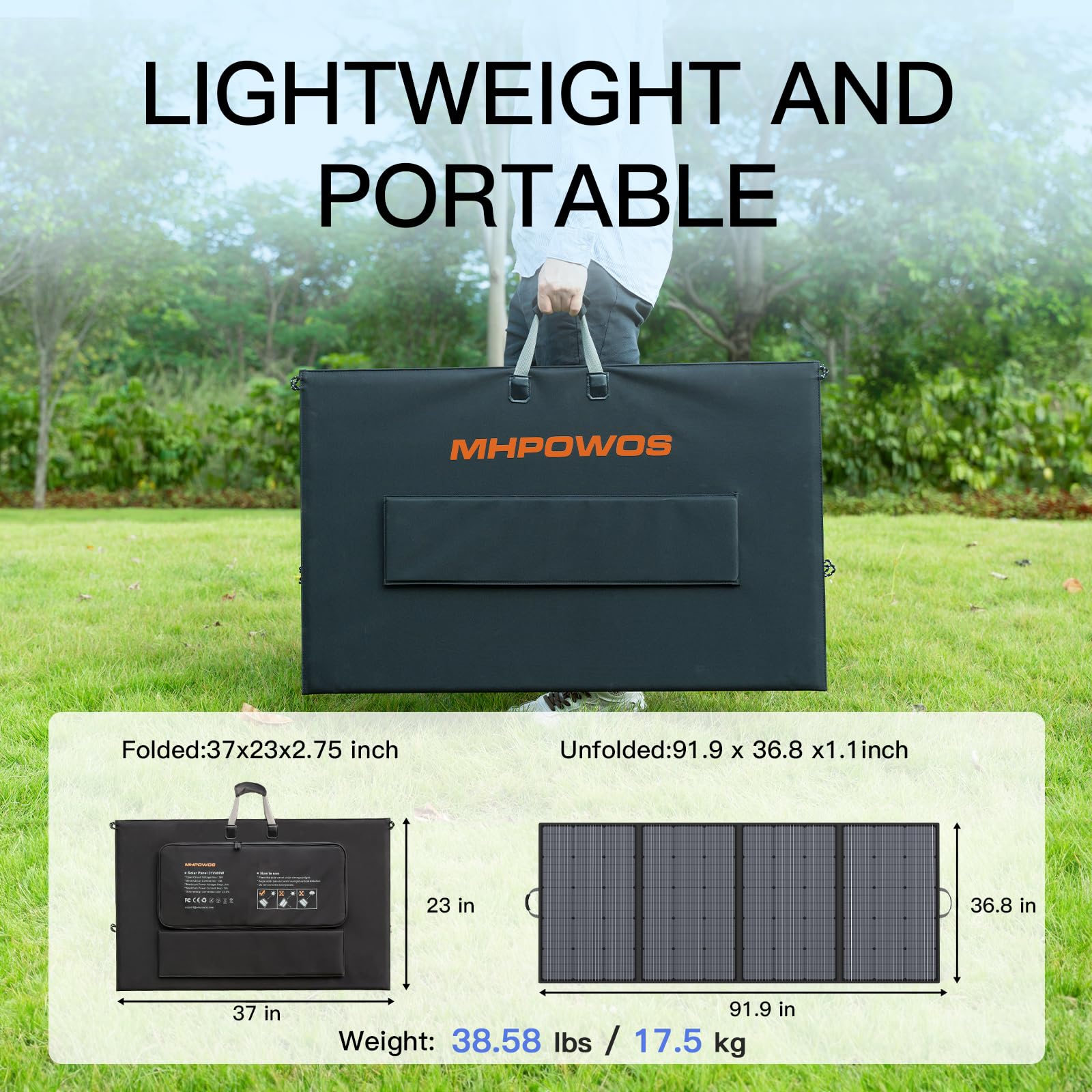 Mua 400W Portable Solar Panel, Lightweight Foldable Solar Panels ...