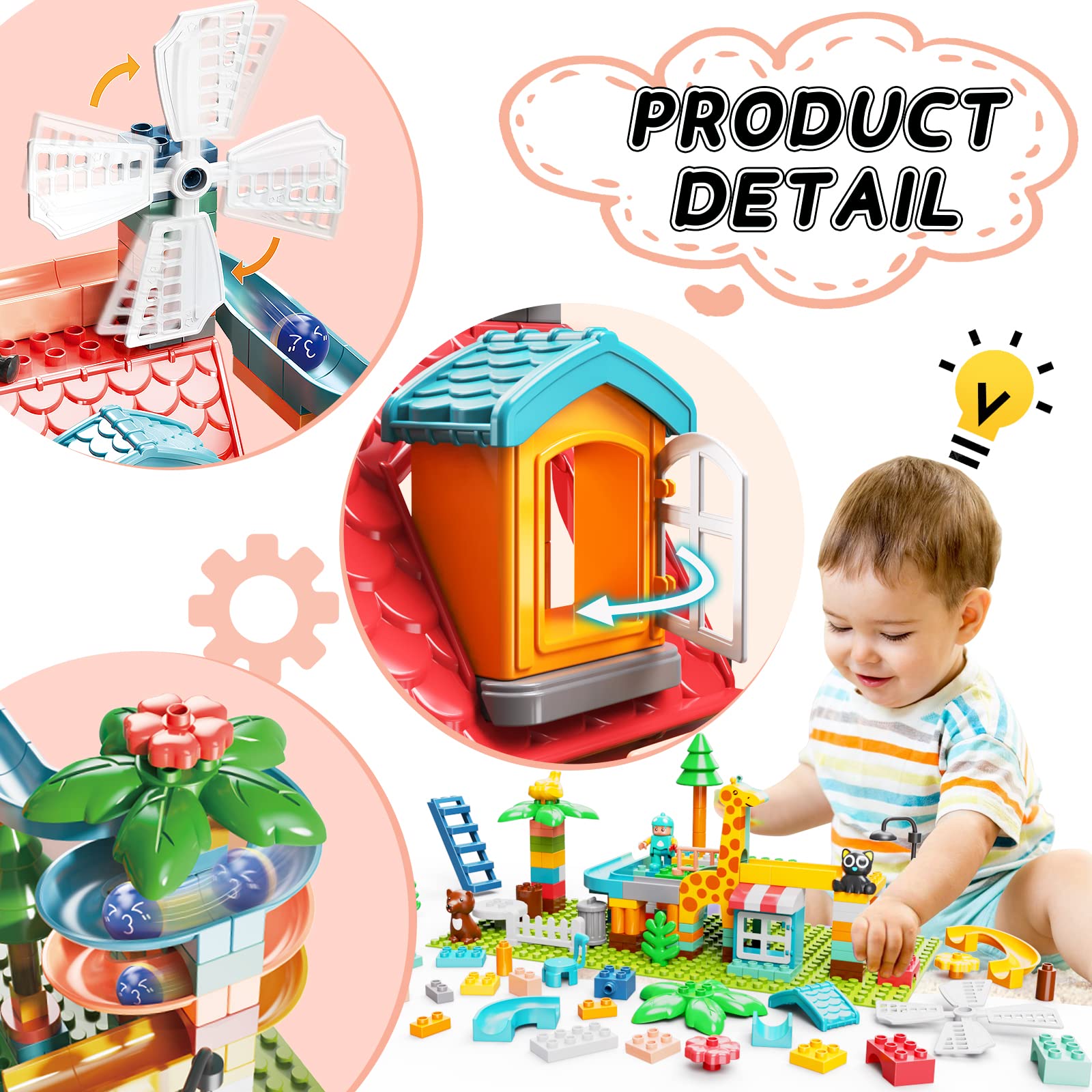 Mua SUMXTCH Marble Run Building Blocks, 255pcs Marble Maze With ...