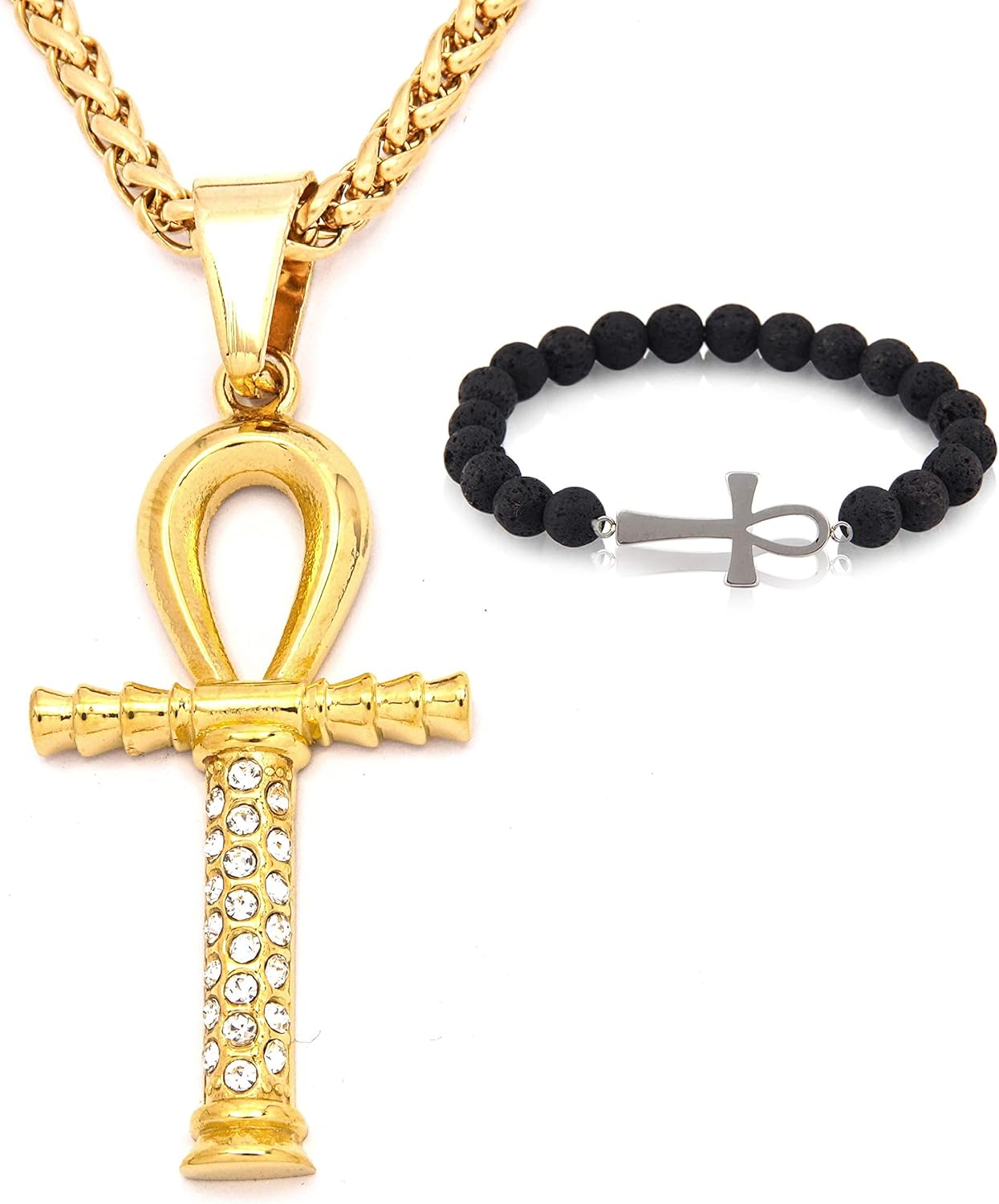 Gungneer Ankh Cross Necklace Pendant Stainless Steel Keel Chain Life ...