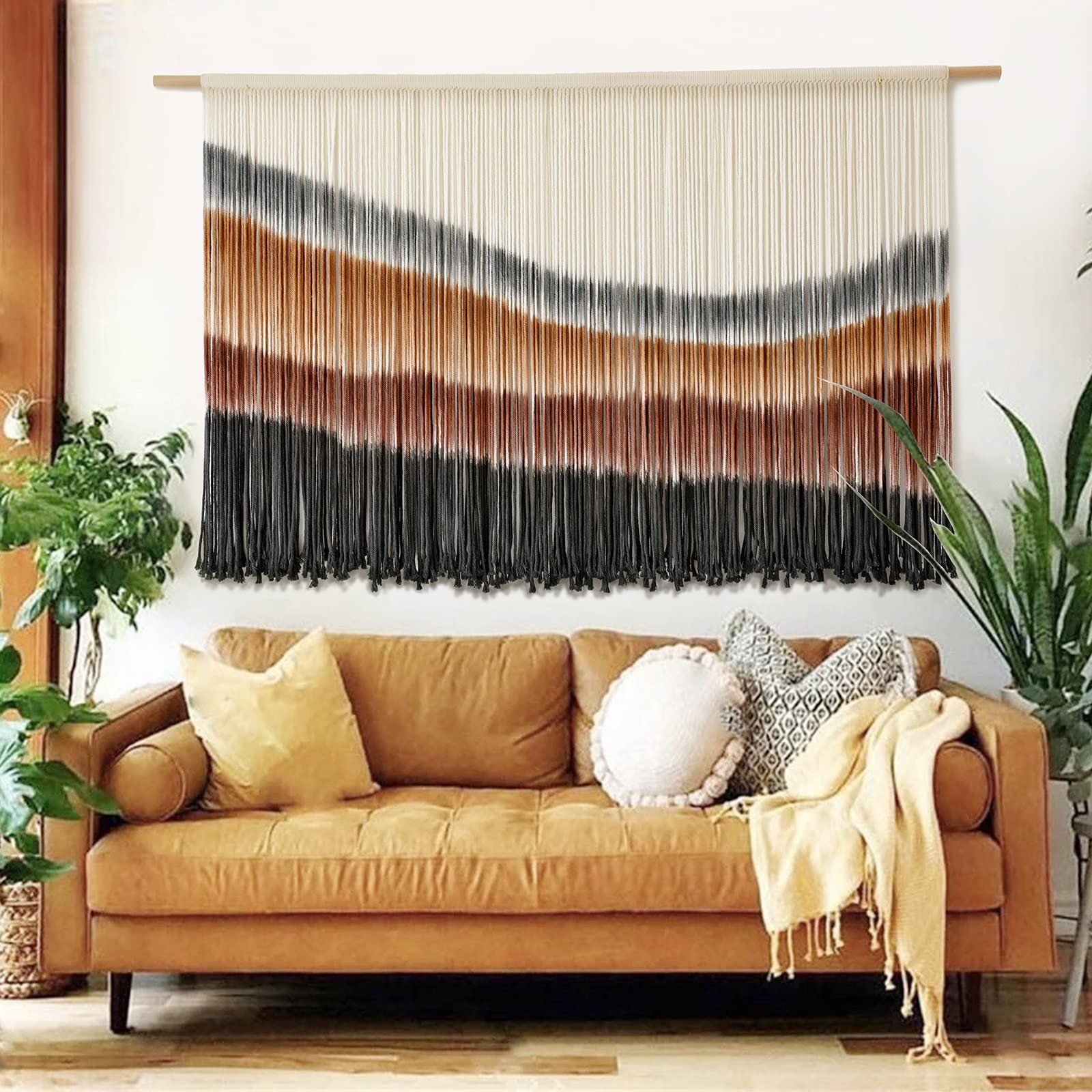 Flber Macrame Wall Hanging Macrame Wall Decor Large-Scale Tie-Dye ...