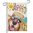 Amazon.com : EKOREST Hello Summer Garden Flags for Outside, Dog with ...