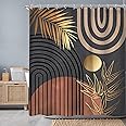 Amazon.com: Newsely Mid Century Abstract Boho Shower Curtain 60Wx72H Inch Modern Arch Sun ...