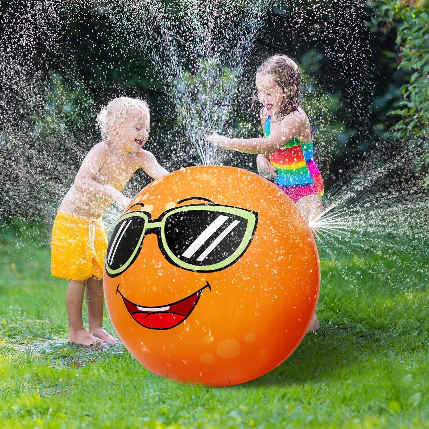 Toyvian Inflatable Sprinkler Toy, Beach Ball Sprinkler for Kids, Giant ...